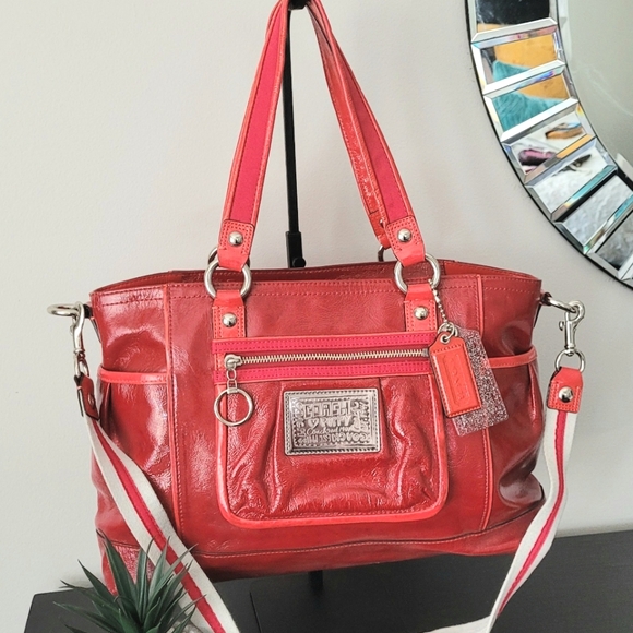 Coach | Bags | Coach Poppy Red Patent Leather Tote | Poshmark